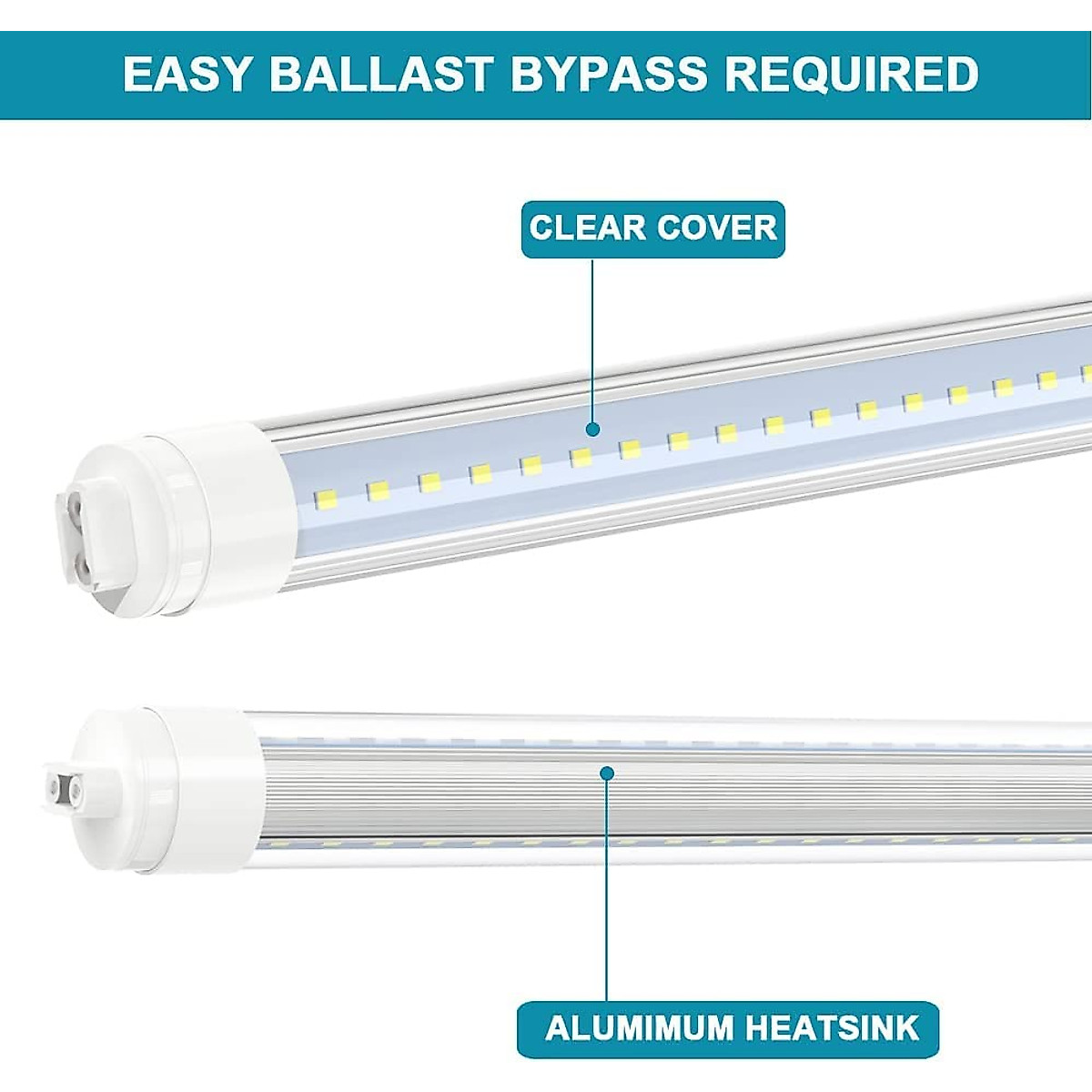 JESLED 360 Degree T8 T10 T12 5ft 36w R17D/HO Base, led Outdoor Tubes for Double Sided Signs 6000K Cool White Clear Cover (4-Pack)