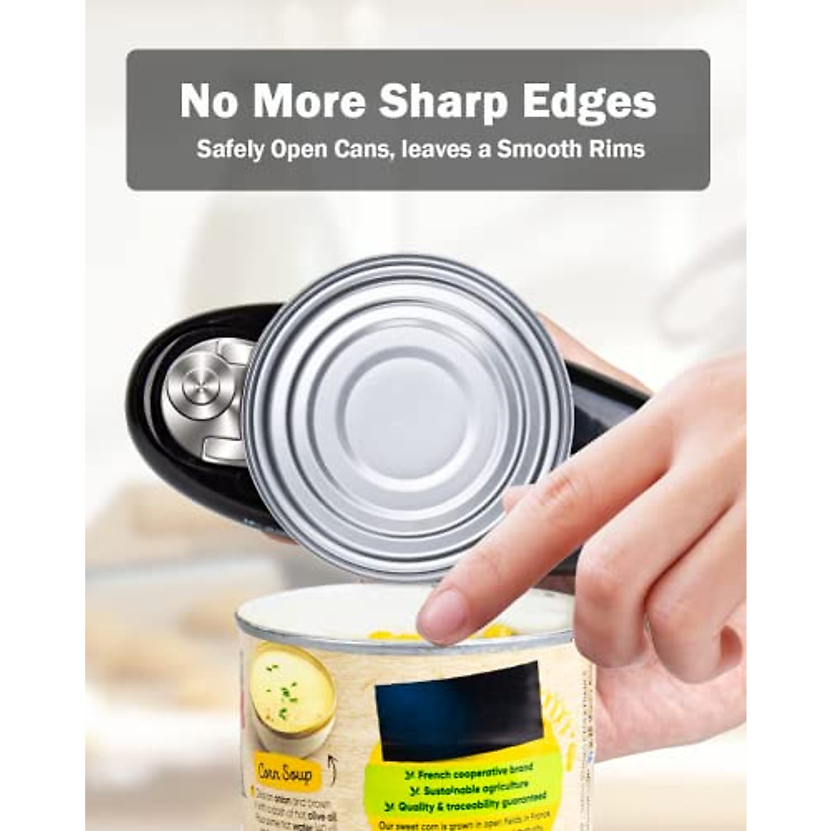 Electric Can Opener for kitchen, Handheld Battery Powered Can Opener with Smooth Edge, Small Portable One Touch Automatic Can Opener with Stainless Steel Blade, Gifts for Seniors with Arthritis