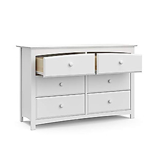 Storkcraft Kenton 6 Drawer Double Dresser (White) Dresser For Kids Bedroom, Nursery Dresser Organizer, Chest Of Drawers For Bedroom With 6 Drawers, Universal Design For Children’s Bedroom