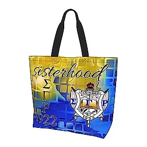 Sigma Gamma Rho Tote Bag Sister Gift Reusable Large Capacity Women'S Shoulder Tote Casual Canvas Shopping Bag