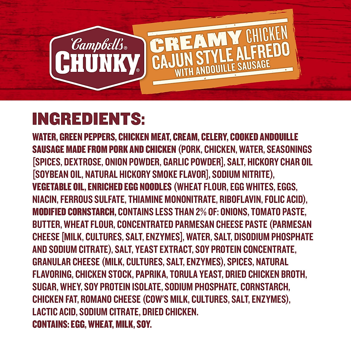 Campbell’s Chunky Soup, Creamy Cajun Chicken Alfredo Soup, 18.8 oz Can