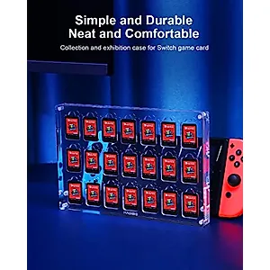 Hagibis Game Card Case for Nintendo Switch, 21 Cartridge Slots Holder Protective Shockproof Display Cabinet, Transparent Acrylic Game Storage Box for Switch NS NX (21 Slots)