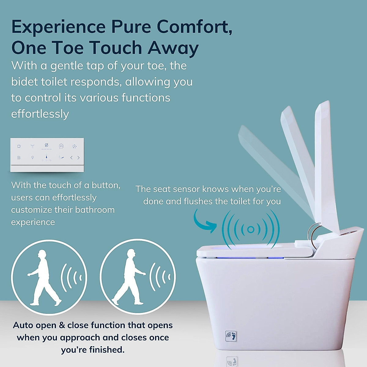 Trone Tahum Bidet Toilet Tankless Toilet with Heated Seat SyphonAssist Flush and Advanced Toe Touch Technology Smart Toilet for Bathroom