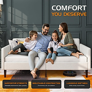 LifeSky Daybed Twin Size Upholstered - Boucle Tufted Day Bed Frame for Living Room White