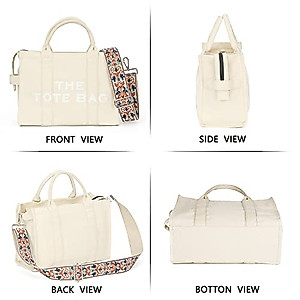 Hopstar Canvas Tote Bag for Women with Zipper Guitar Strap Crossbody Bags Shoulder Handbags Designed in the USA