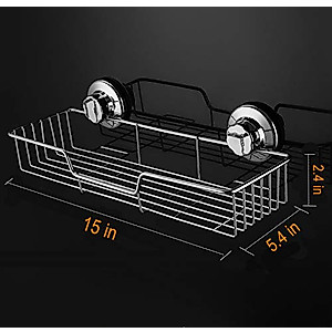 iPEGTOP Strong Suction Cup Shower Caddy Bath Shelf Storage with 4 Side Hooks, Combo Organizer Basket for Shampoo, Conditioner, Soap, Razor Bathroom Accessories, Chrome, 2 Count