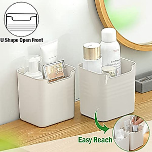 Poeland Desktop Storage Organizer Small, Plastic Storage Container for Desk, Cabinet, Drawer, Fridge, Office, Bathroom and Kitchen (3 Pack)