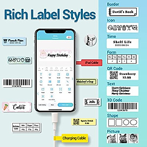 Label Makers - D30 Mini Label Maker Machine, Inkless Bluetooth Label Printer, Thermal Sticker Maker Machine for Kitchen, File, Cable, Clothes, Price, Jewelry, Medicine, Barcode, Green