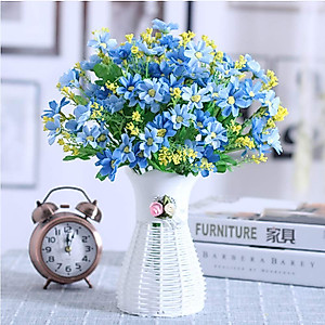 EQLEF Daisies Artificial Flowers Lifelike Fake Daisy White, Pink, Purple, Yellow, Blue Flower Decorations for Home Garden Wedding Bouquet 5 Bunches