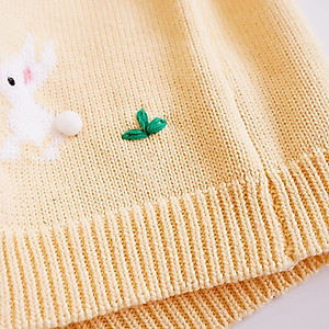 Rolanko Toddler Girls' Sweater Long Sleeve Open Front Button Down Knit Cardigan Kids Top Clothes 1-6 Years (Yellow, 3-4 Years)