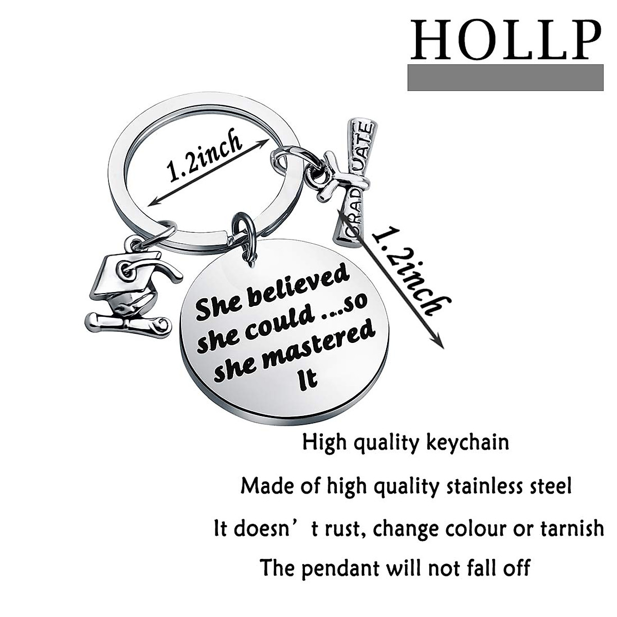 HOLLP She Believed She Could So She Mastered It Keyring Graduation Jewelry Inspirational Gift for Women Girl Sister Mother Friend (Keyring)