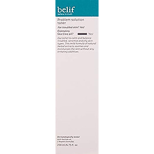belif Problem Solution Toner | Facial Toner for Acne-Prone & Oily Skin | Antioxidants & Tea Tree Oil Soothes Blemishes & Prevents Future Breakouts | Sensitive Skin Toner for Women & Men | 6.75 Fl Oz