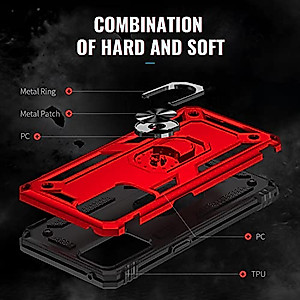 LONUO Phone Case Cover Compatible with Oppo Reno 6 5G Case Mobile Phone with Magnetic Holder Case, Heavy Duty Shockproof Protection Compatible with Oppo Reno6 (5G) Bags Sleeves (Color : Vermelho)
