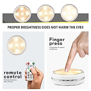 MFOX Under Cabinet Lights Wireless, Puck Lights with Remote Control, LED Color Changing Closet Lights USB Rechargeable, Dimmable LED Ceiling Lights for Bedroom