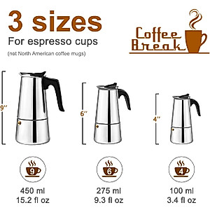 Italian Coffee Maker Moka Pot - Stovetop Espresso Maker Stainless Steel Moka Pot Percolator Coffee Pot, Classic Italian Coffee Maker Expresso Coffee Brewer,Sutiable for Induction Cookers (6 cup pot)