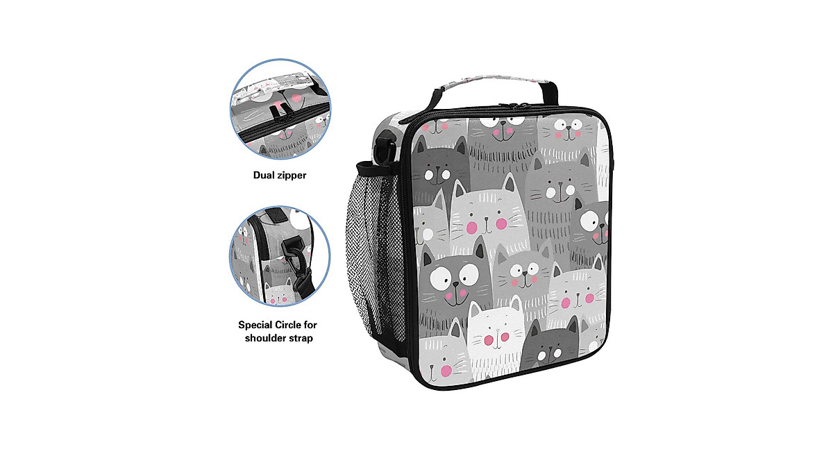 Cat Pattern Lunch Box: Insulated & Stylish Meal Tote
