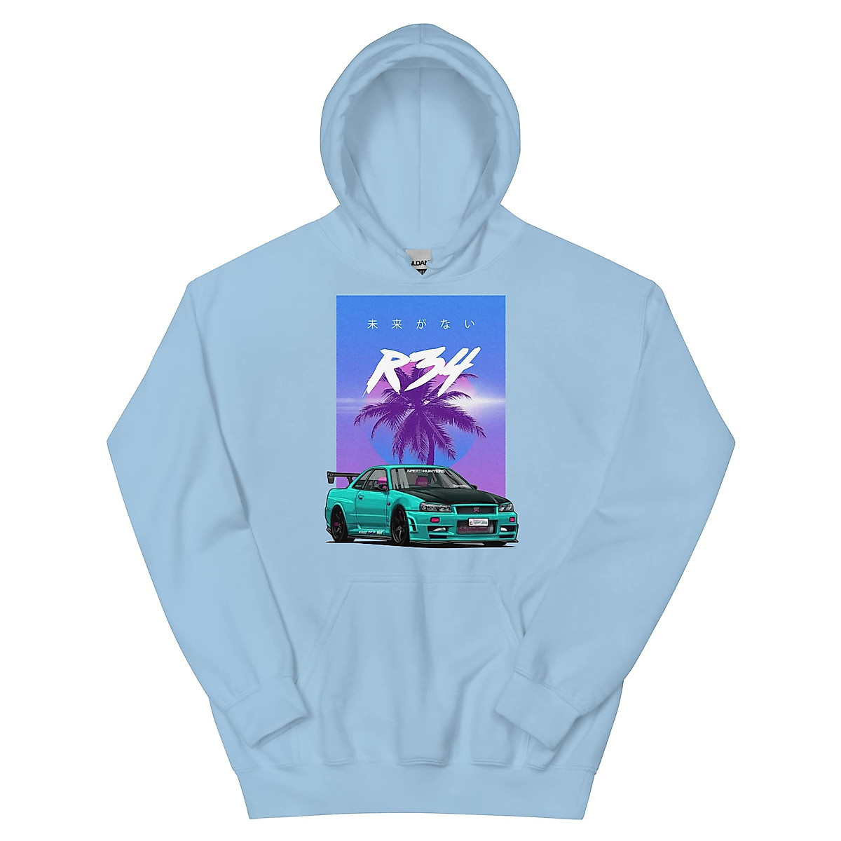 JG Infinite GTR R34 GT-R Skyline JDM Vaporwave Aesthetic Vapor Dreams Chillwave Unisex Hoodie Light Blue