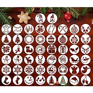 Christmas Stencils for Painting on Wood,3x3” Reusable Holiday Xmas Stencil Drawing Templates for Christmas Tree/Tier Tray/Window Decor