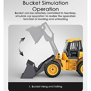 QIYHBVR Remote Control Construction Bulldozer Toy, 1/16 RC Bulldozer Toys for Kids Age 3 4 5 6 7 8, RC Construction Truck Vehicle Toys Xmas Birthday Gift