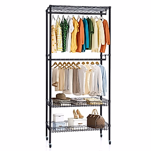 BVBOX Clothing Rack, Robust Wardrobe Organizer with 700LBS Load Capacity, Adjustable Metal Garment Rack for Hanging Clothes - Wire Closet Rack for a Sturdy Wardrobe （31" W x 70" H x 117" D）