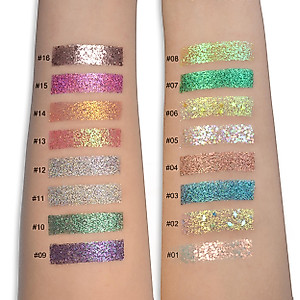 Tintark Glitter Butter Sparkle Eyeshadow Palette, 16 Colorful Holographic Multichrome Iridescent Chameleon Makeup Palette, Shimmer Highlighter Metallic Eye Shadow, Rainbow Eyeshadow Pallets