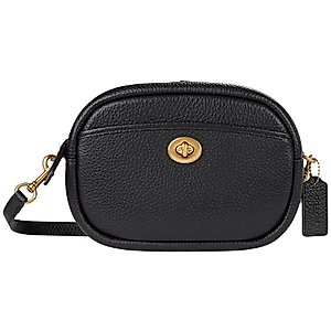 Coach Soft Pebble Leather Camera Bag with Leather Strap Black One Size