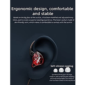 CCA-CA2 Custom-made Subwoofer in-Ear Earphones, HiFI Stereo Lightweight Noise Isolating Sport IEM Wired Headphones/Earbuds/Headsets with Detachable Cable (without Mic, Pomegranate red)