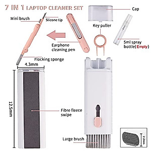 Gtinna 7 in 1 Computer Keyboard Cleaning Brush Set Earbuds Cleaning Pen Wireless Bluetooth Headset Charging Box Electronics Keyboard Cleaning Tools Cleaner Keycap Puller Kit (Pink)