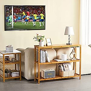 SINWANT Narrow Console Table,Bamboo Sofa Table with 2 Mesh Shelves,Entryway Table Foyer Table for Hallyway,Front Hall,Couch,Living Room,Kitchen etc. Long Console Tables for Entryway,39.4 inch