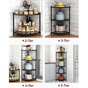 MYOYAY Kitchen Pot Rack 6-Tier Cookware Stand Corner Pot Rack Storage Organizer Kitchen Corner Shelf Rack Multi-Layer Corner Shelf Stand Stainless Steel Shelf Holder for Pans Pots and Kettles