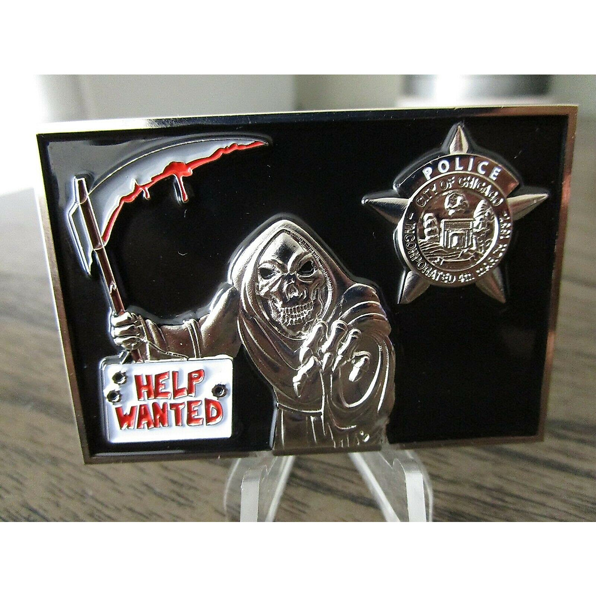 Chicago Police Department CPD Grim Reaper Help Wanted Murder City Challenge Coin
