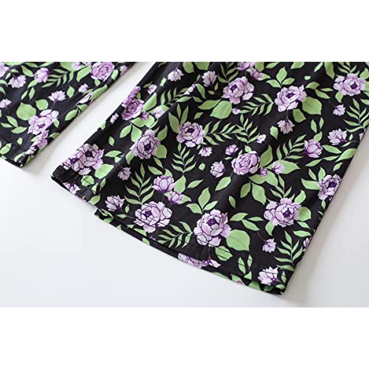 Vozanet Women's V Neck Sexy Pajamas Capri Sets Mexican Style Floral Sleepwear 2PCS Totem Casual Nighty Plus Size XL to 4XL, Purple, XXX-Large