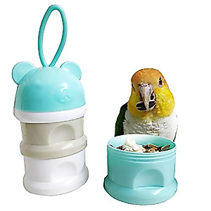 QBLEEV Portable Bird Feeder Cups, Parrot Water Food Treat Box, Bird Food Storage Container, Travel Cage Carrier Backpack Accessories