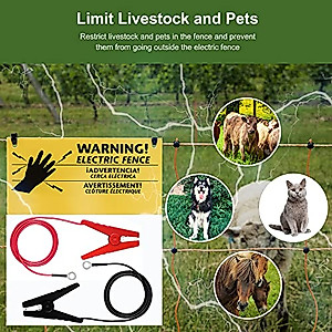 Electric Fence Wire Connect The Energizer and Electric Fence Charger Solar Fence Charger Solar Powered Electric Fence, Solar Electric Fence, Electric Fence Lead Wire with Alligator Clip, 3 Ft/91cm