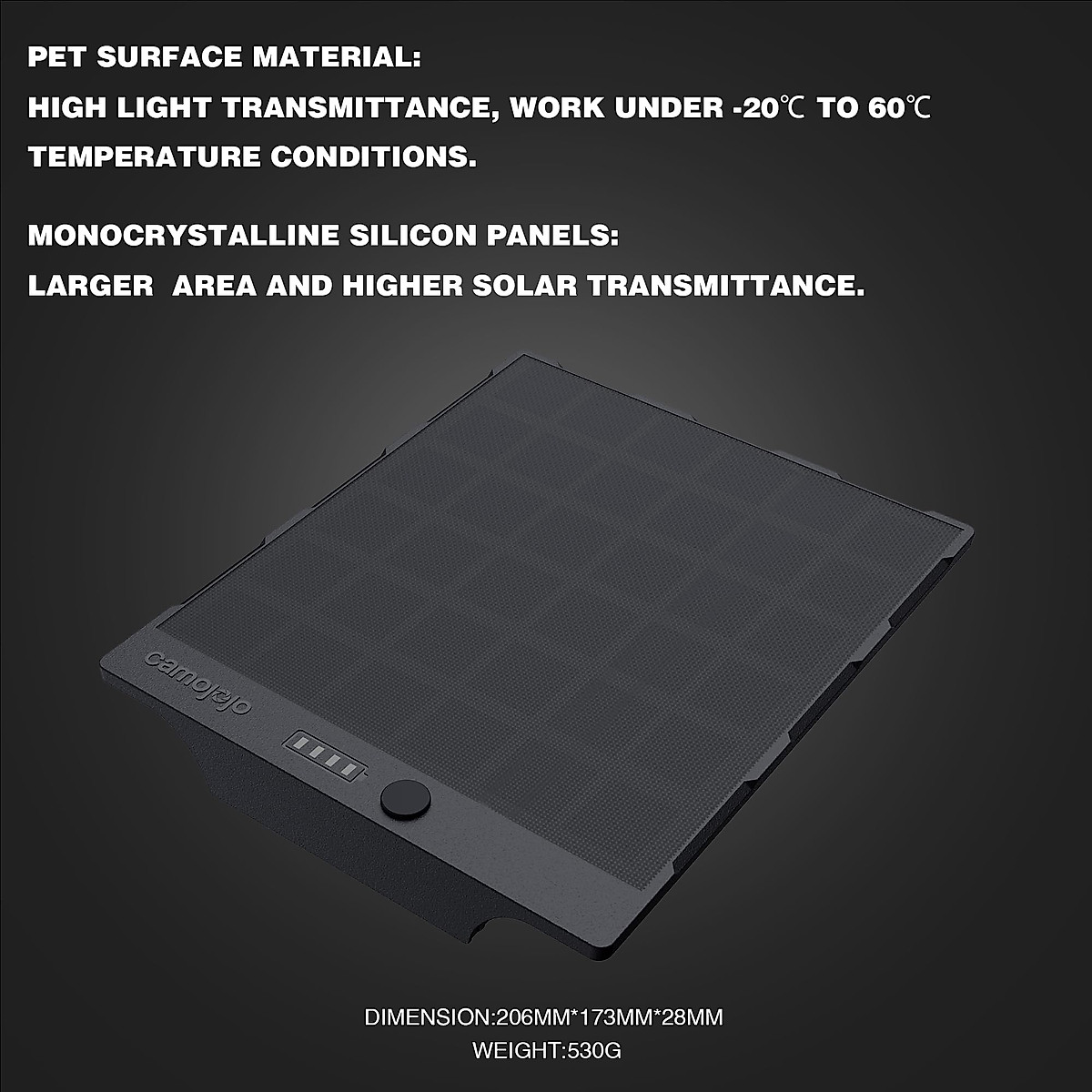 Camojojo Solar Panel with 5000 mAh Built-in Battery, Solar Battery Charger Kit for Wireless/Cellular Trail Camera, 6V/2A 12V/1A Compatible, High to 22% Solar Conversion Efficiency, IP66 Waterproof