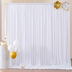 30ft x 10ft Wrinkle Free White Backdrop Curtain for Parties, Thick Fabric Photo Backdrop Drapes 6 Panels 5x10ft for Wedding Birthday Party Photography Background Baby Shower