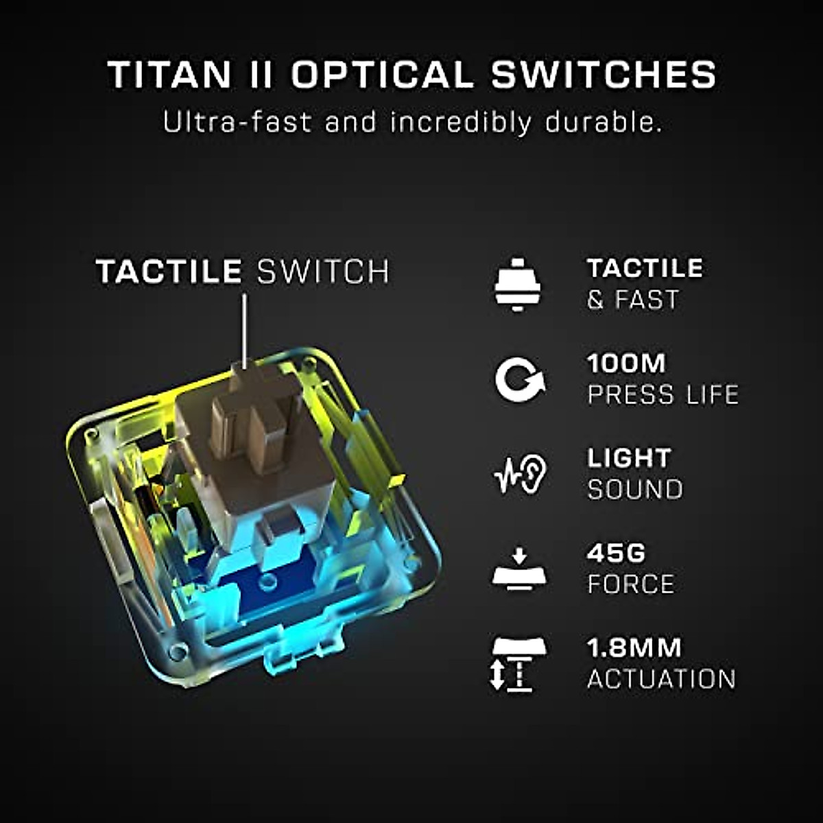 ROCCAT Vulcan II Max – Optical-Mechanical PC Gaming Keyboard with Customizable RGB Illuminated Keys and Palm Rest, Titan II Tactile Linear Switches, Aluminum Plate, 100M Keystroke Durability – Black