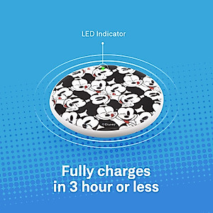Disney Mickey Mouse Wireless Charging Pad- Wireless Charging Station Universally Compatible with All Qi Enabled Devices- Mickey Mouse Gifts for Adults and Fans of All Ages