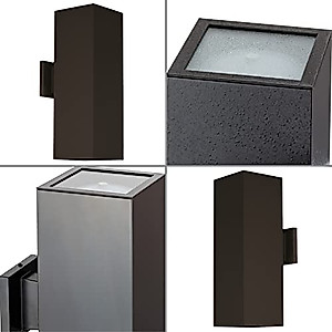 Outdoor 6 in.LED Square Cast Aluminum Modern Cylinder with Up and Down Light Wall Lantern Antique Bronze