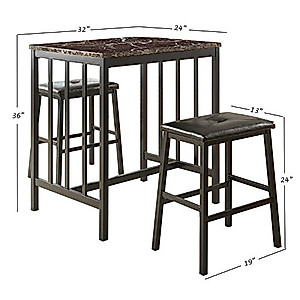 Homelegance 3-Piece Bi-Cast Vinyl Dining Set, Dark Brown