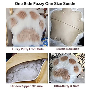 unlockgift Fluffy Throw Pillows, Fuzzy Decorative Pillows Paw Shaped Cushion, Decor for for Living Room/Bed Room/Dining Room/Office Sofa/Cars/Chairs-P04