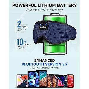MUSICOZY Sleep Headphones Bluetooth Sleep Eye Mask for Sleeping, Wireless Music Sleeping Masks Headphones, Sleep Earbuds for Side Sleepers Men Women with Speakers Cool Tech Gadgets