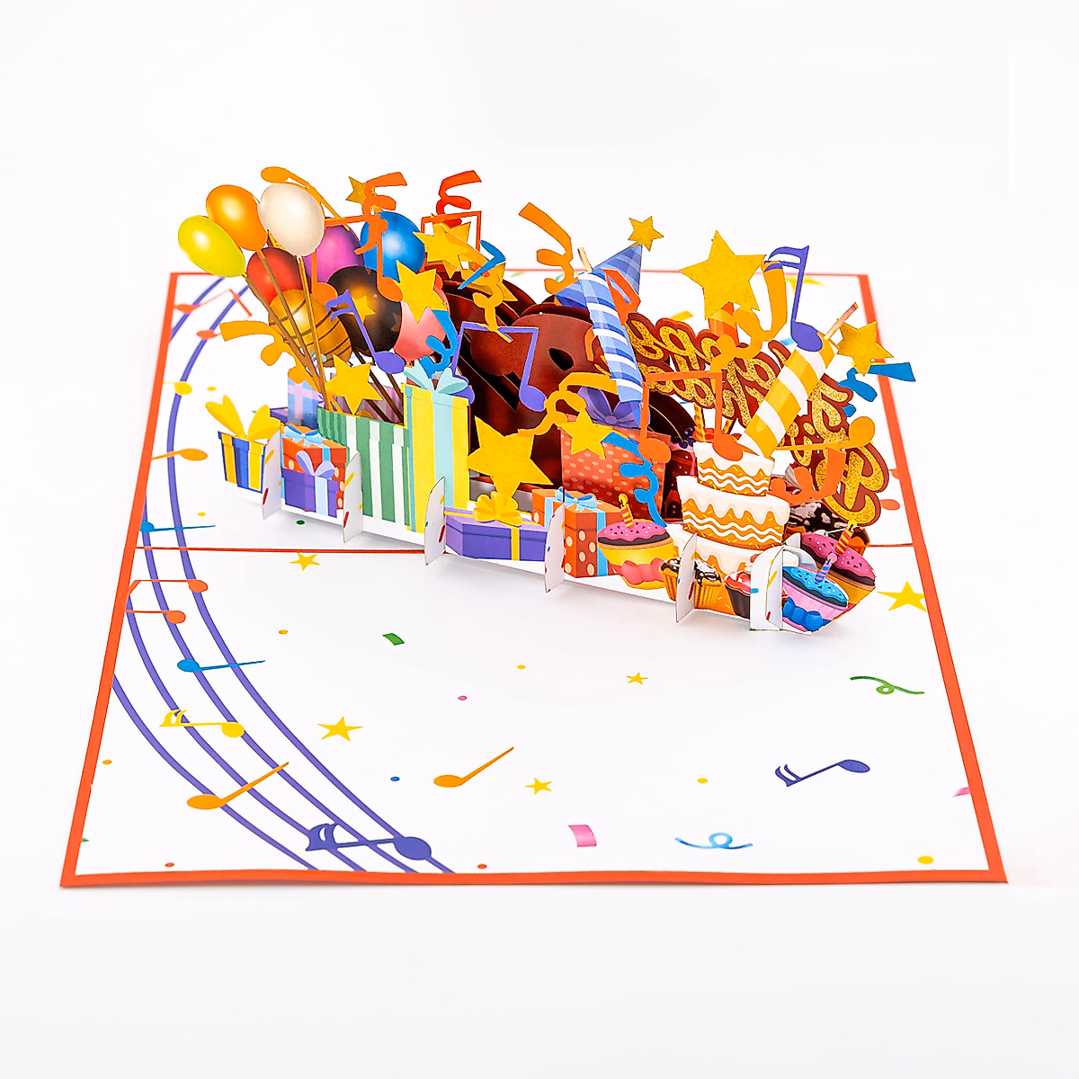 iGifts And Cards Happy 82nd Red Birthday 3D Pop Up Greeting Card – Awesome 82nd Birthday Card For Woman, Man, Happy Eighty Two Birthday Gift For Mom, Dad, Best Wife, Husband Unique Present, 5" X 7"