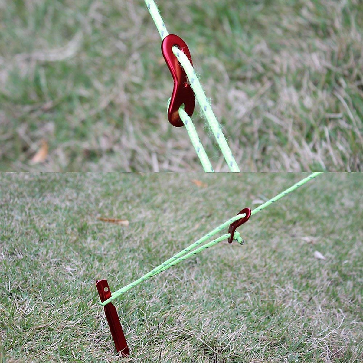 Wenlian Aluminum Alloy Rope Adjuster, Tent Rope Tensioner for Camping Hiking, Pack of 12,red