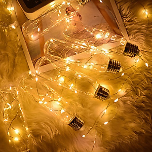 Minetom Fairy Lights Battery Operated, 5 Pack 7 FT 20 LED String Lights with Timer, Waterproof Silver Wire Fairy Lights for Bedroom Christmas Home Party Wedding Decorations, Warm White