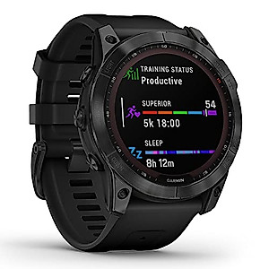 PlayBetter Garmin Fenix 7X Sapphire Solar (Black DLC Titanium) Multisport GPS Smartwatch Gift Box Bundle - Training, Sleep/Health Tracking - includes Screen Protectors, Adapter, Charger & Case