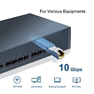 4Pack 10GBASE-T SFP+ to RJ45 Copper Module Mini-GBIC Transceiver for Cisco SFP-10G-T-S, Ubiquiti UF-RJ45-10G , Netgear, Mikrotik, D-Link, Supermicro, TP-Link, Linksys, CAT6A/CAT7, up to 100FT(30M)