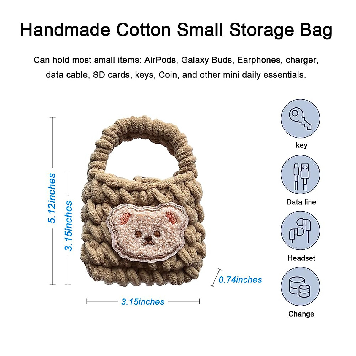 Handmade Cotton Protective Case for Airpods Pro 1 2, for Airpods 3 2 1, Galaxy Buds 2 Pro 2022, Buds 2 Pro Live, Crochet Headphones Cover, Earbuds Small Storage Bag Handmade Gift