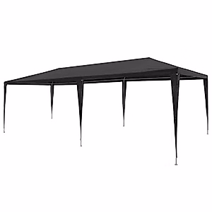 Festnight 10' x 20' Garden Outdoor Gazebo Canopy Pop Up Sun Steel Frame Shade Heavy Duty Patio Party Wedding Tent BBQ Camping Shelter Waterproof Pavilion Cater Events Black