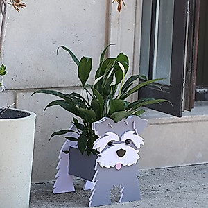 Fitcho Schnauzer Gifts for Women, Schnauzer Dog Planter Plant Pot, Cute Dog Flower Pot for Garden Decoration, Schnauzer Shape Plant Container Holder for Outdoor Indoor Stuff Gift Small Schnauzer Grey